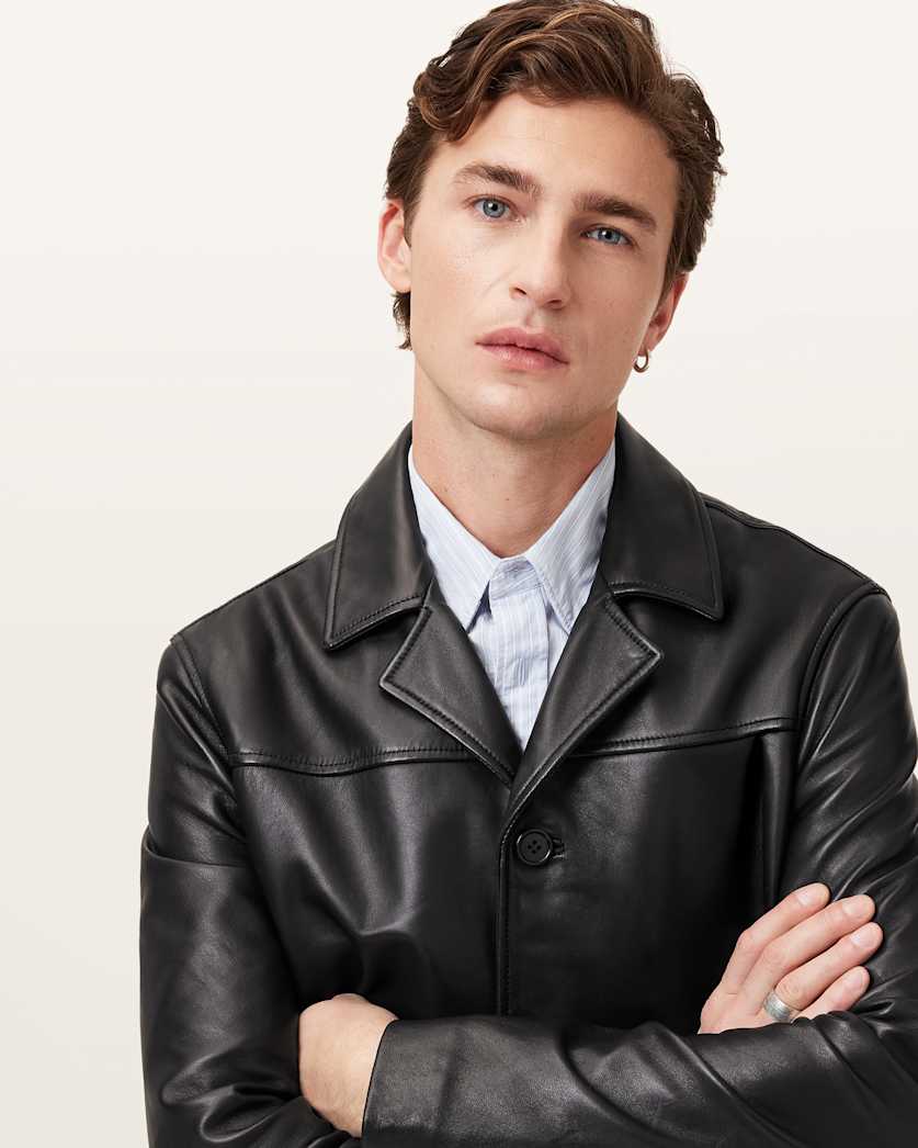 Watts Cropped Leather Blazer Black | ALLSAINTS